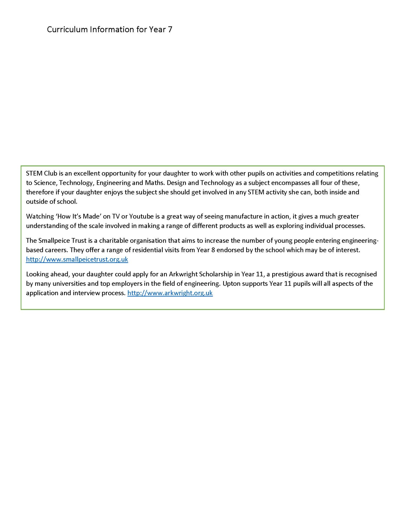 Upton Hall School - Year 7